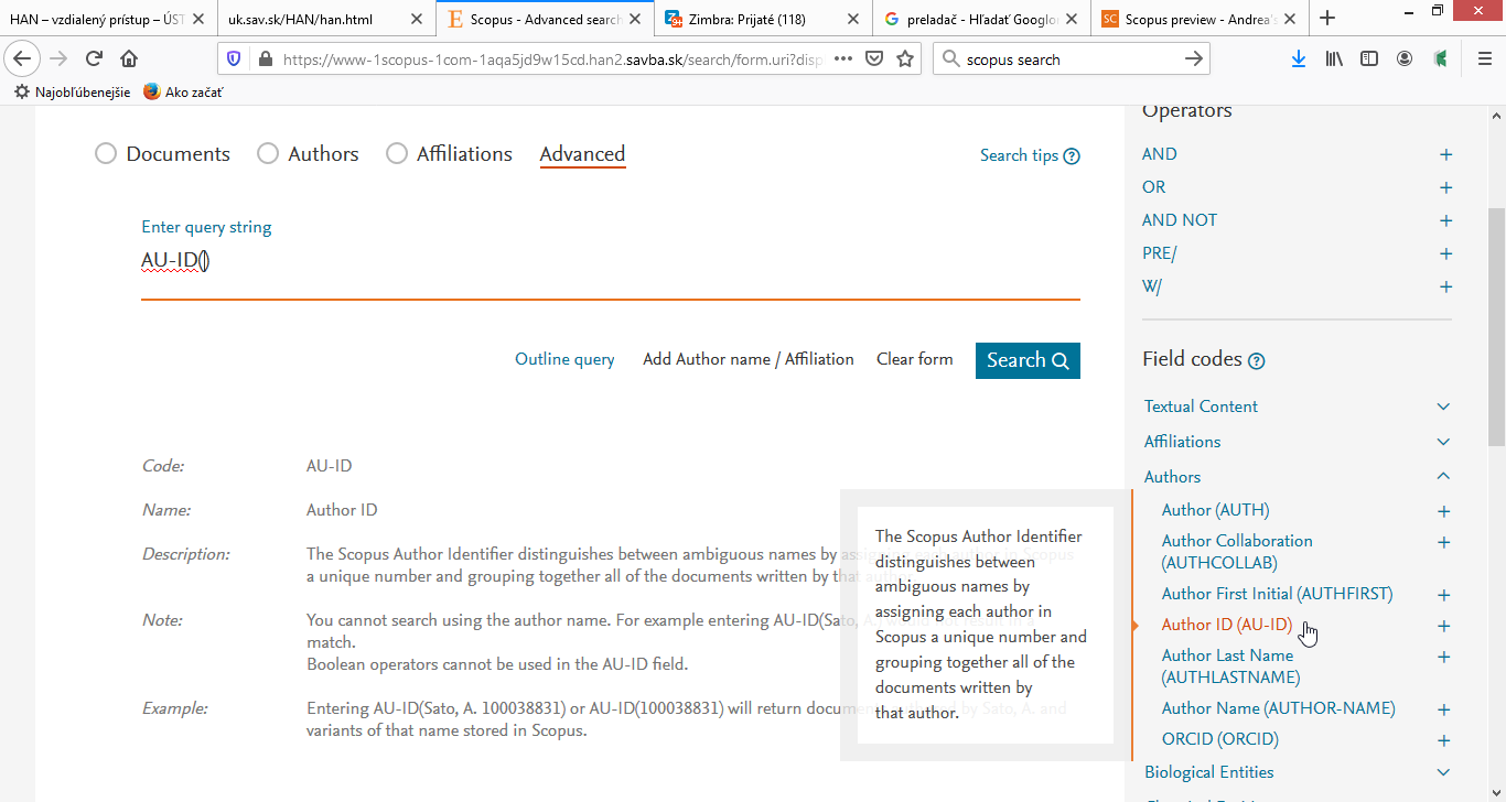 SCOPUS Author ID - Ústredná knižnica SAV
