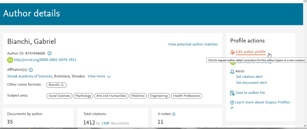 SCOPUS Author ID - Ústredná knižnica SAV